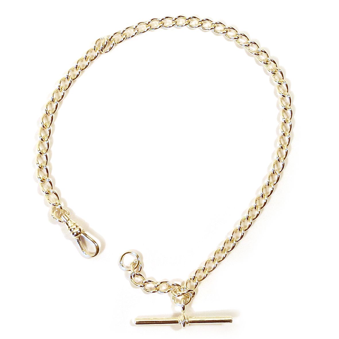 Single Close Curb Albert Chain, Silver, Length 23cm - FA46