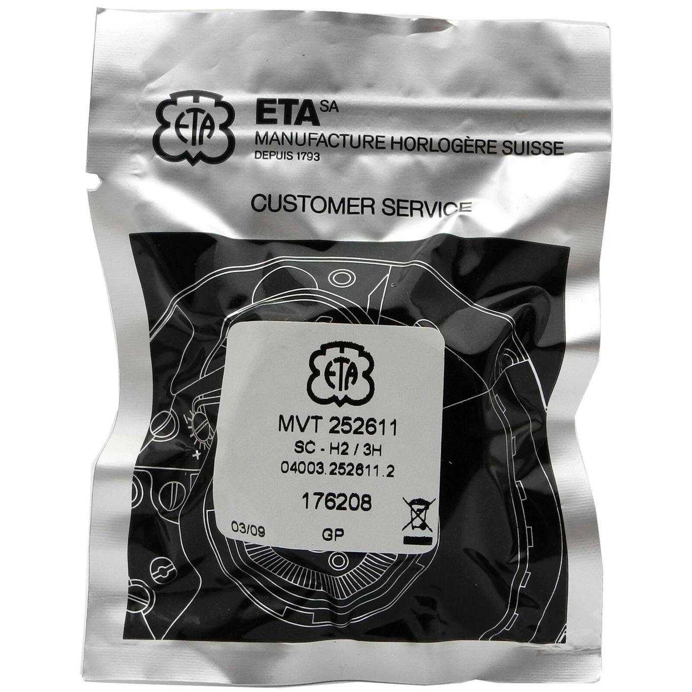 ETA 252.611PS Watch Movement (Pre-Sealed) - MZETA252.611PS